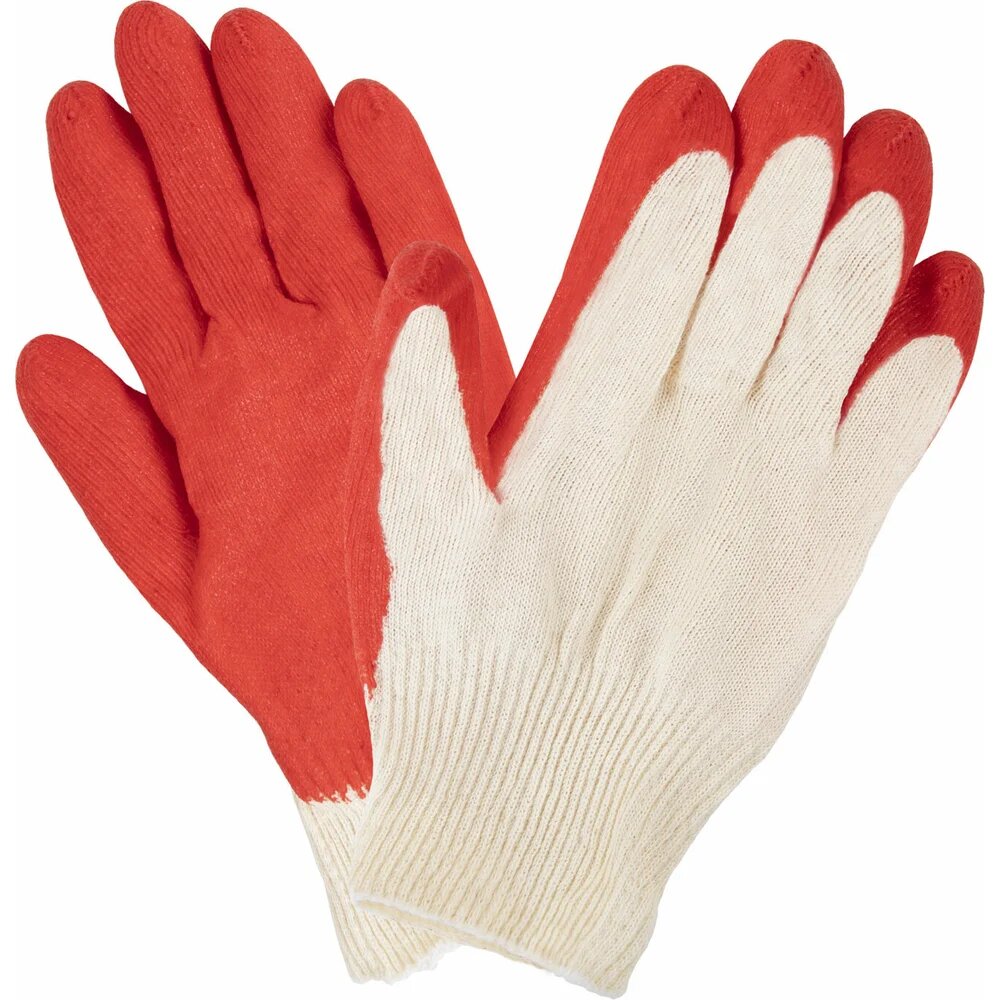 LAIMA Перчатки хлопчатобумажные износостойкие Одинарный облив, 13 класс, Комплект 100 Пар, 38-40 г, Люкс, 608672