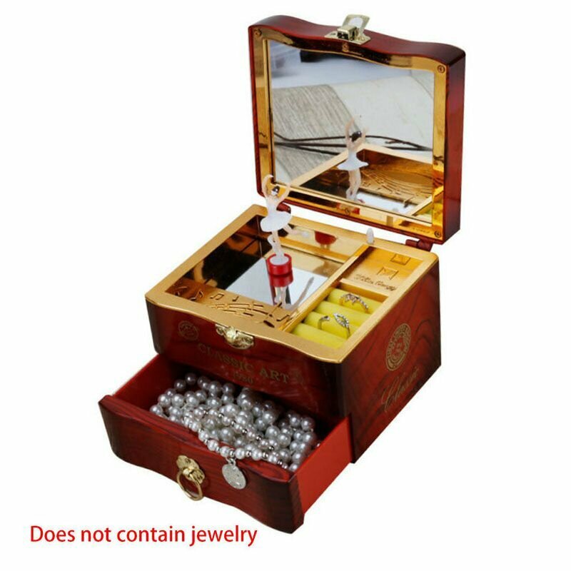 Музыкальная шкатулка beautiful retro с вращающейся балериной для коллекции украшений, красный