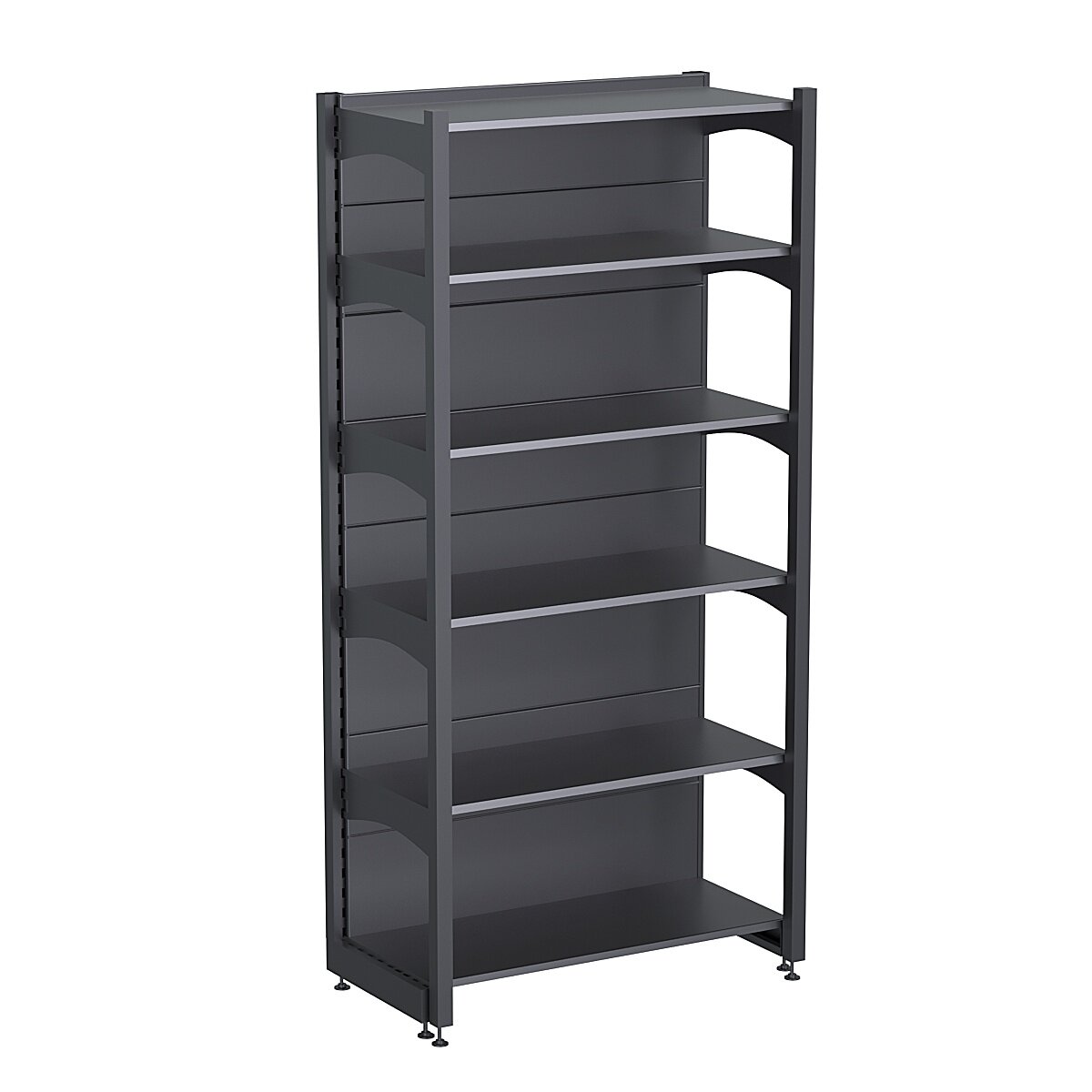 Стеллаж торговый металлический "графф" №11Л-2.15-1 с полками , с лицевыми доп. стойками