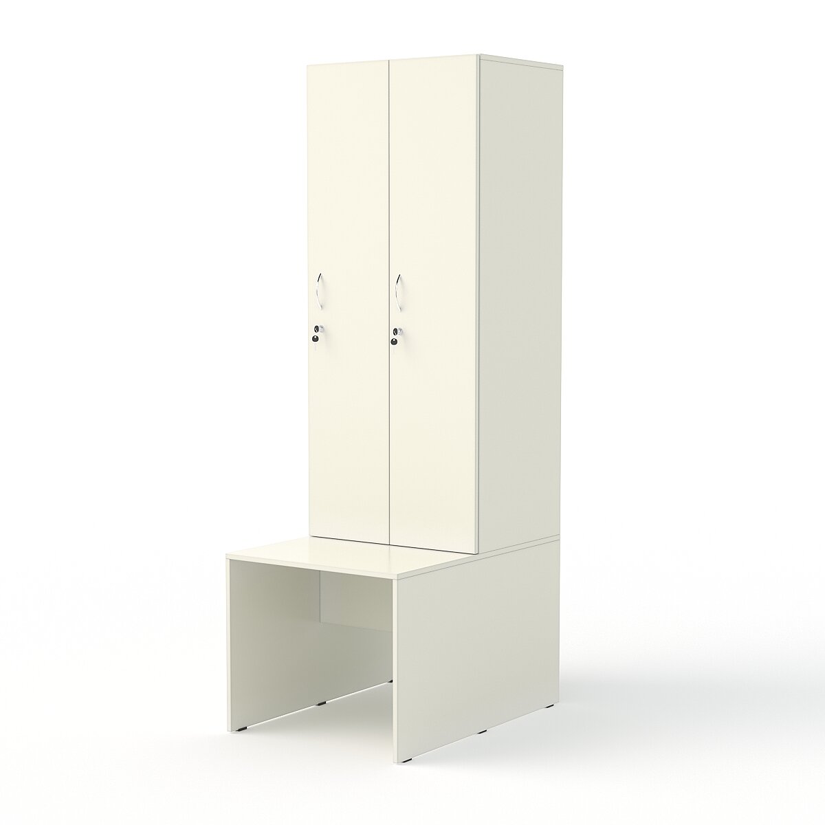 Шкаф для раздевалок "тренер" №1Б со скамейкой, Белый. Производитель товара - компания Westcom.