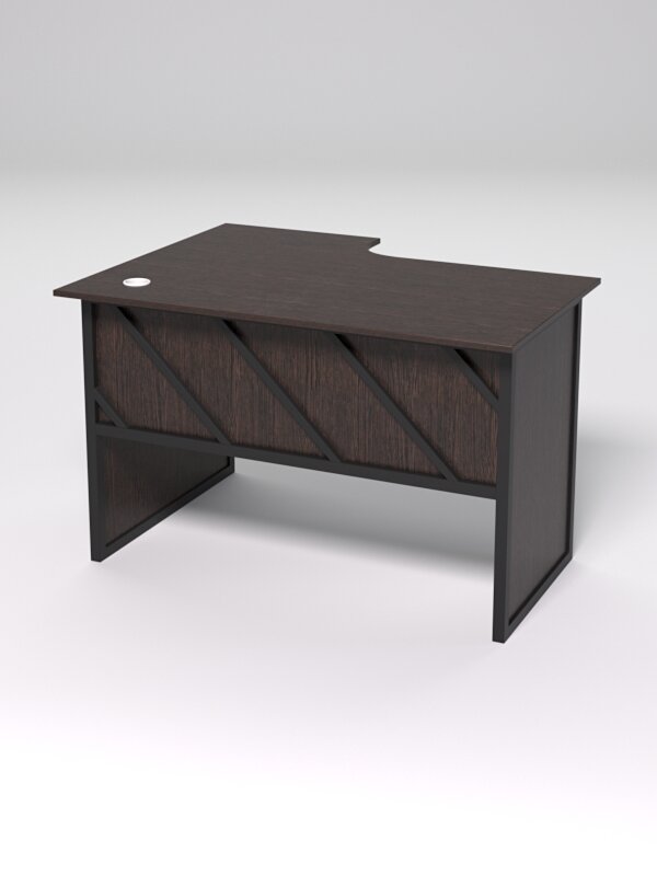 Стол эргономичный офисный СЭ-16 (правосторонний) "стронг" в стиле лофт декор №2, Дуб Венге