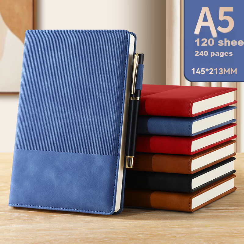 Zuolanzhe A5 Business Notebook High Appearance Value Customized Hardcover Pen Insert Notebook Stationery Thickened Notebook 2025 New Diary Work Log Conference Record Book Blue