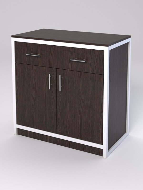 Тумба для офисной техники №12 "стронг" в стиле лофт, Дуб Венге + металлический каркас Белый