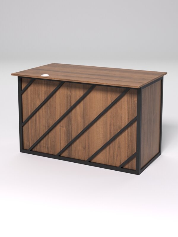 Стол однотумбовый офисный С-06А (правосторонний) "стронг" в стиле лофт декор №2, Орех