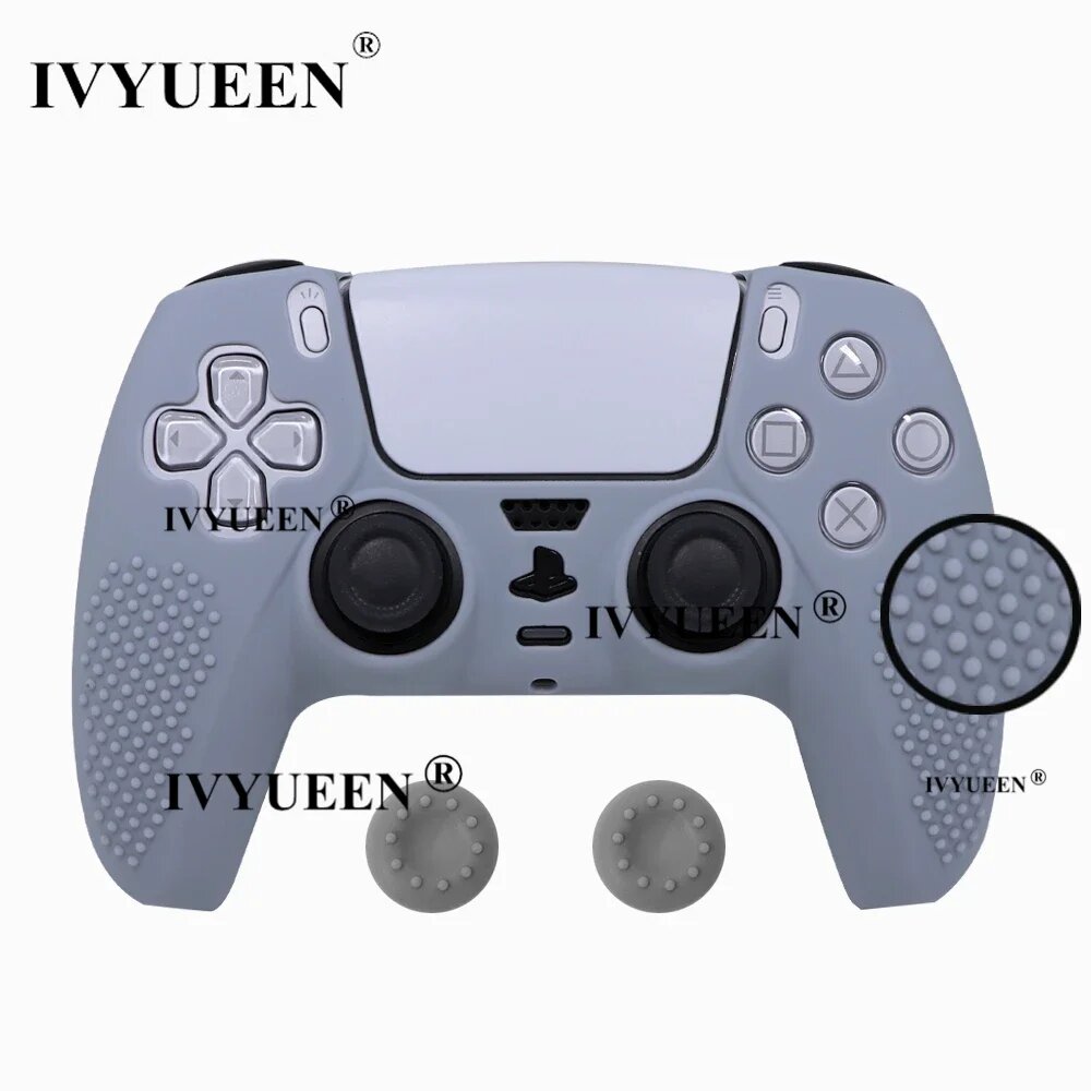 Противоскользящий силиконовый чехол IVYUEEN Studded Edition для контроллера PlayStation Серый, Gray