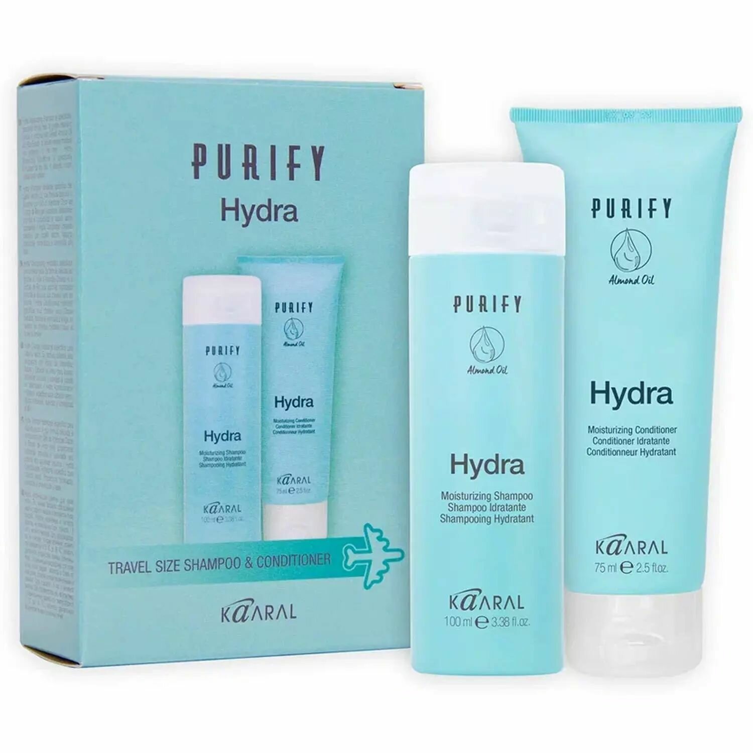 Шампунь и кондиционер Kaaral Purify Hydra, дорожный набор, для всех типов волос, 175 мл