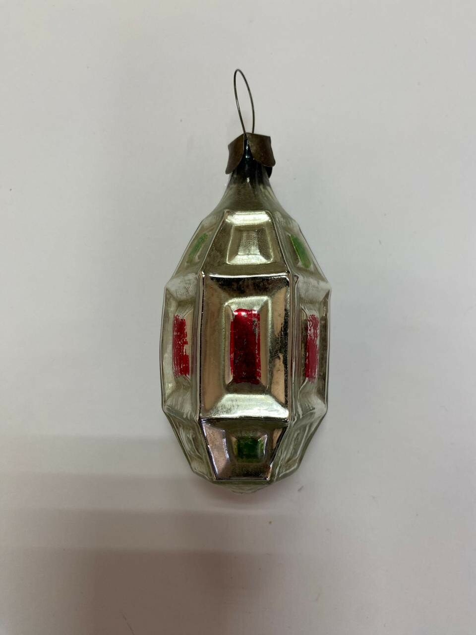 Игрушка на елку Фонарик редкий, толстое стекло 9см Винтаж из СССР
