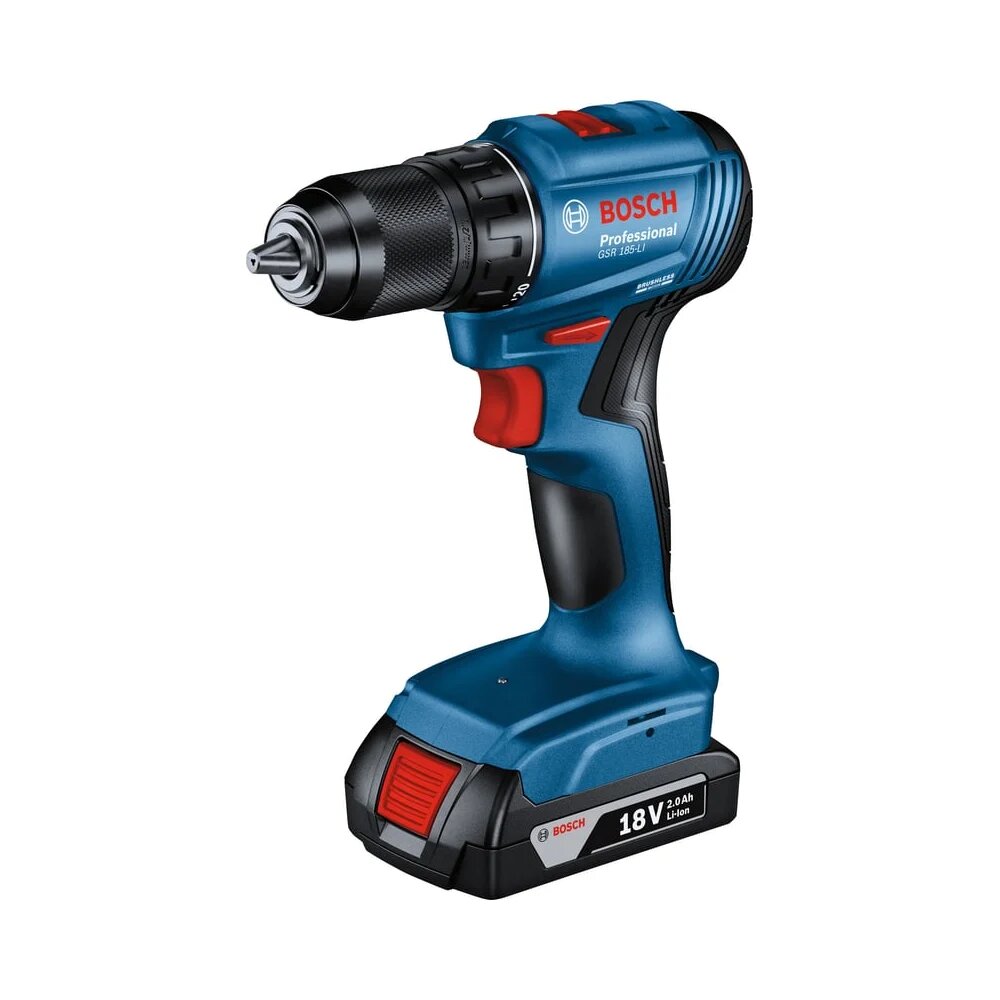 Аккумуляторная дрель-шуруповерт Bosch GSR185‑LI 06019K3080, 1900 об/мин, бесщеточный двигатель, подсветка