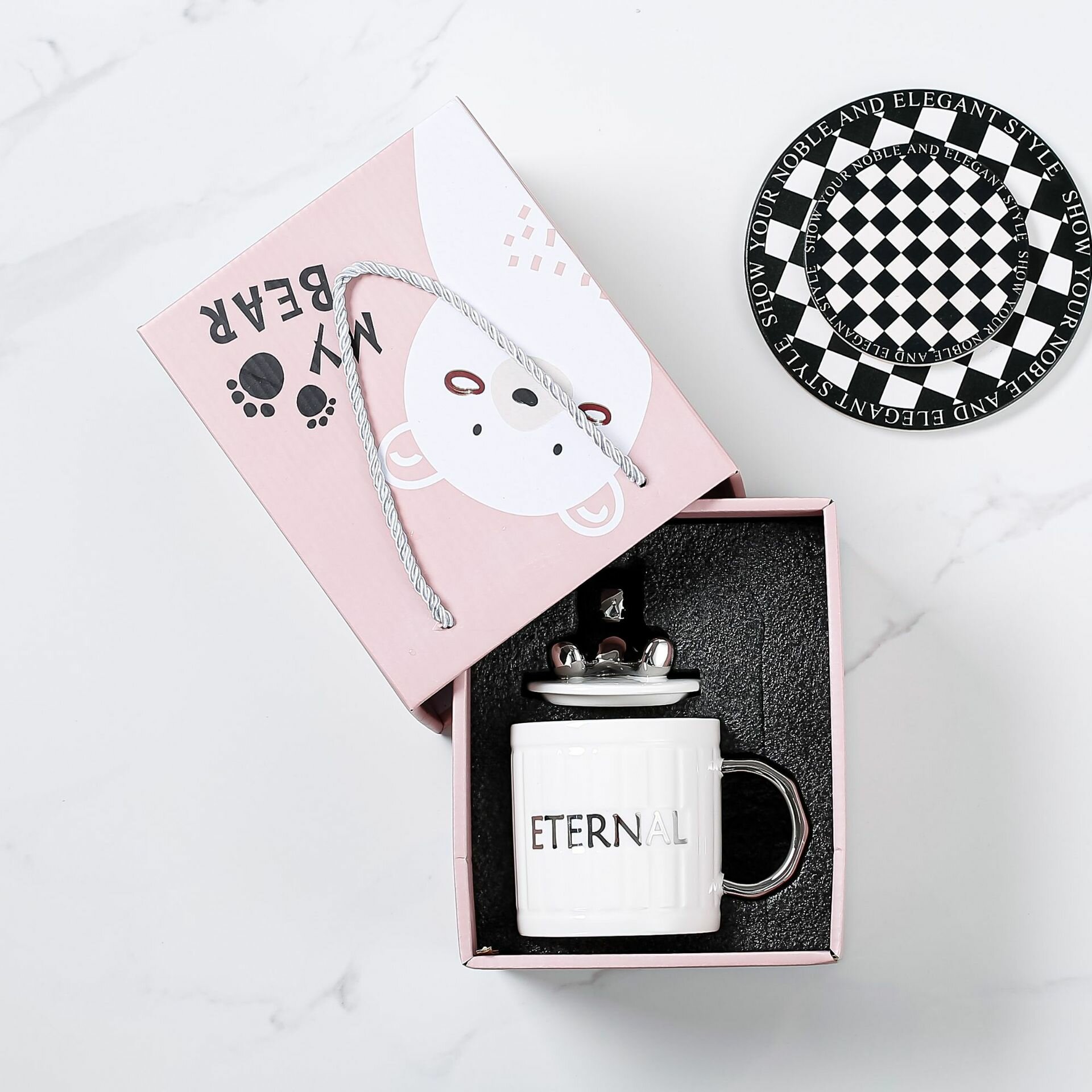 Чайный набор, кружка для кофе, для чая, чашка с крышкой керамическая плешоп посуда для дома в корейском стиле, 350 мл