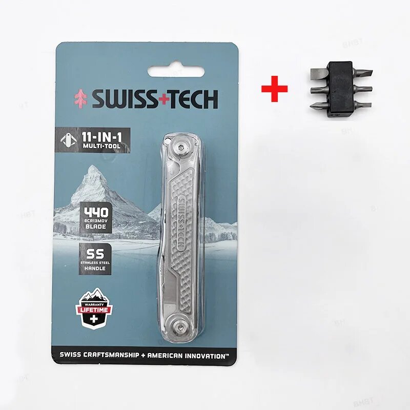 SWISS TECH 11 в 1 многофункциональный складной нож silver with bits
