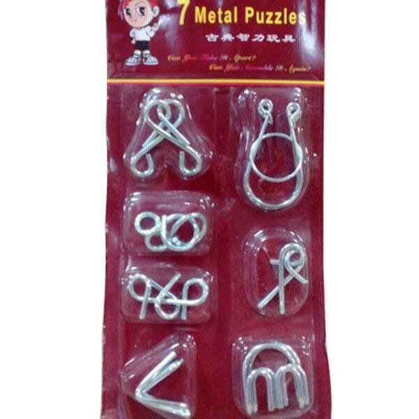 Интеллектуальная дедукция IQ Головоломка Кольцо Головоломка Металлическая проволока Пазл Игрушка Набор из семи