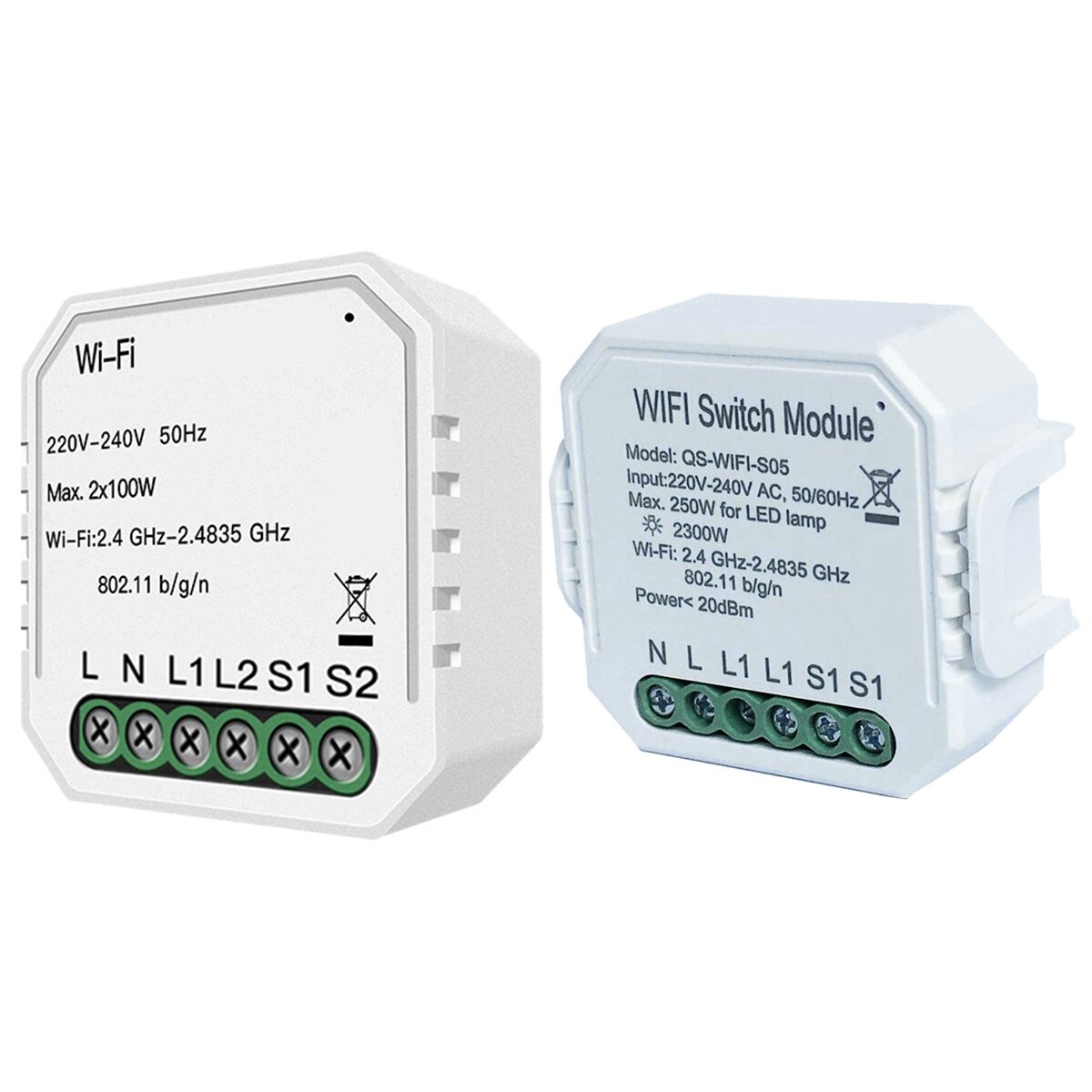 Мини-умный модуль переключателя WiFi с 2-канальным DIY WiFi умным 2-сторонним модулем диммера для светодиодов