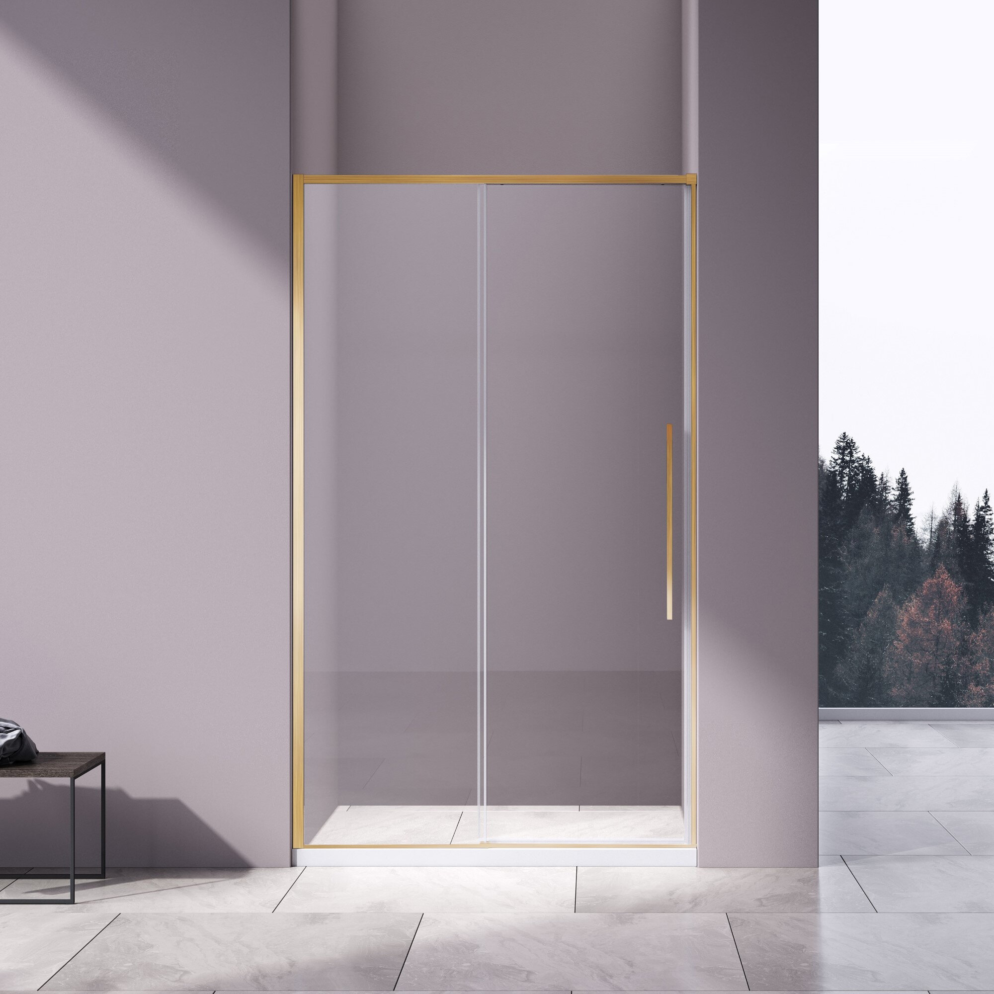 Душевая дверь в нишу Vincea Slim-N VDS-4SN110CLG 110 см, профиль брашированное золото, стекло прозрачное