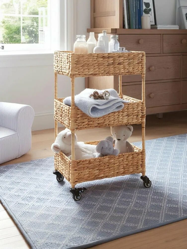 Полка "Соломенная", напольная, плетеная, бежевая, 25.5x33x75 см