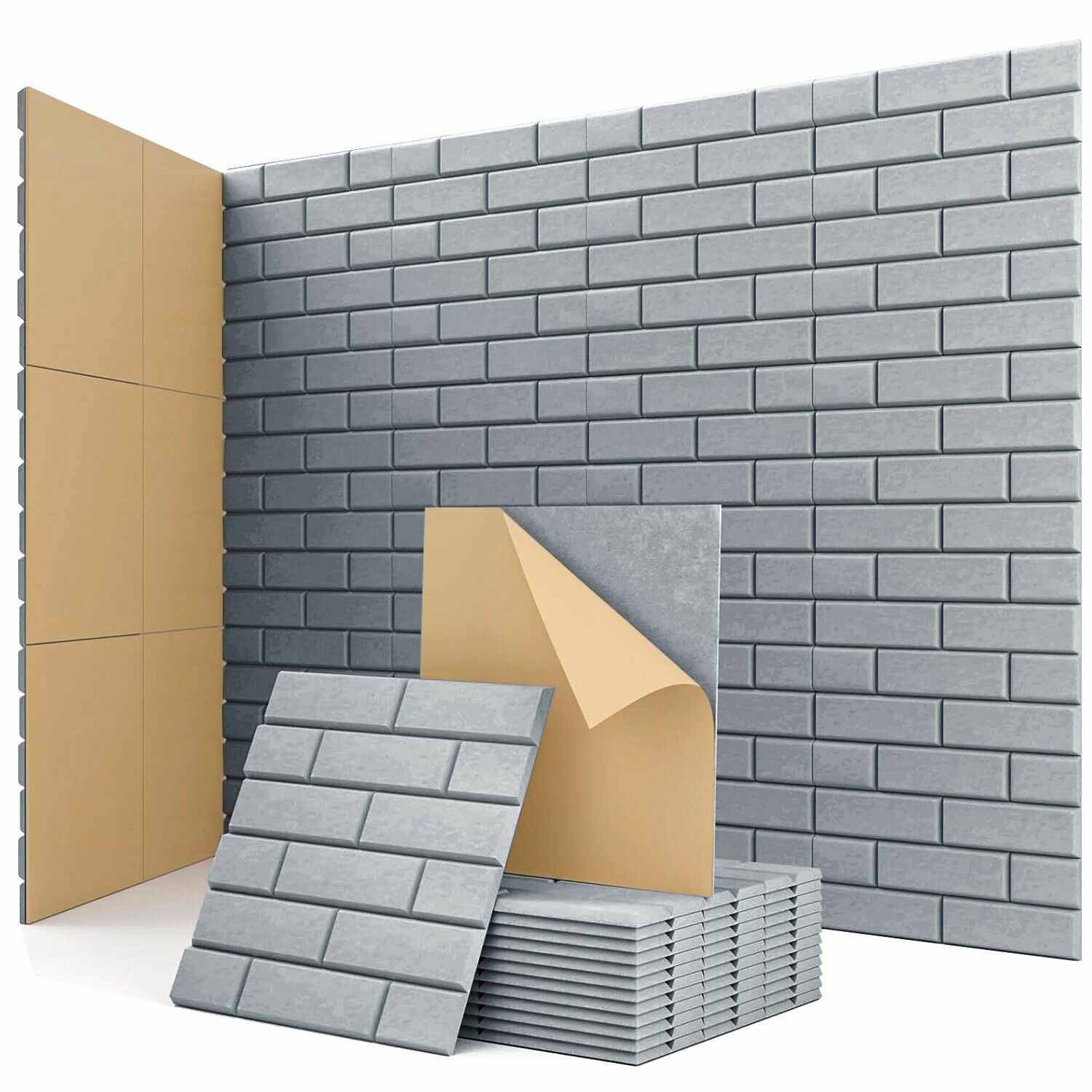 BEIYIN 48. шт Шумоизоляция Панель 300X300X9MM Звукоизоляционная самоклеящаяся Интерьерный декор