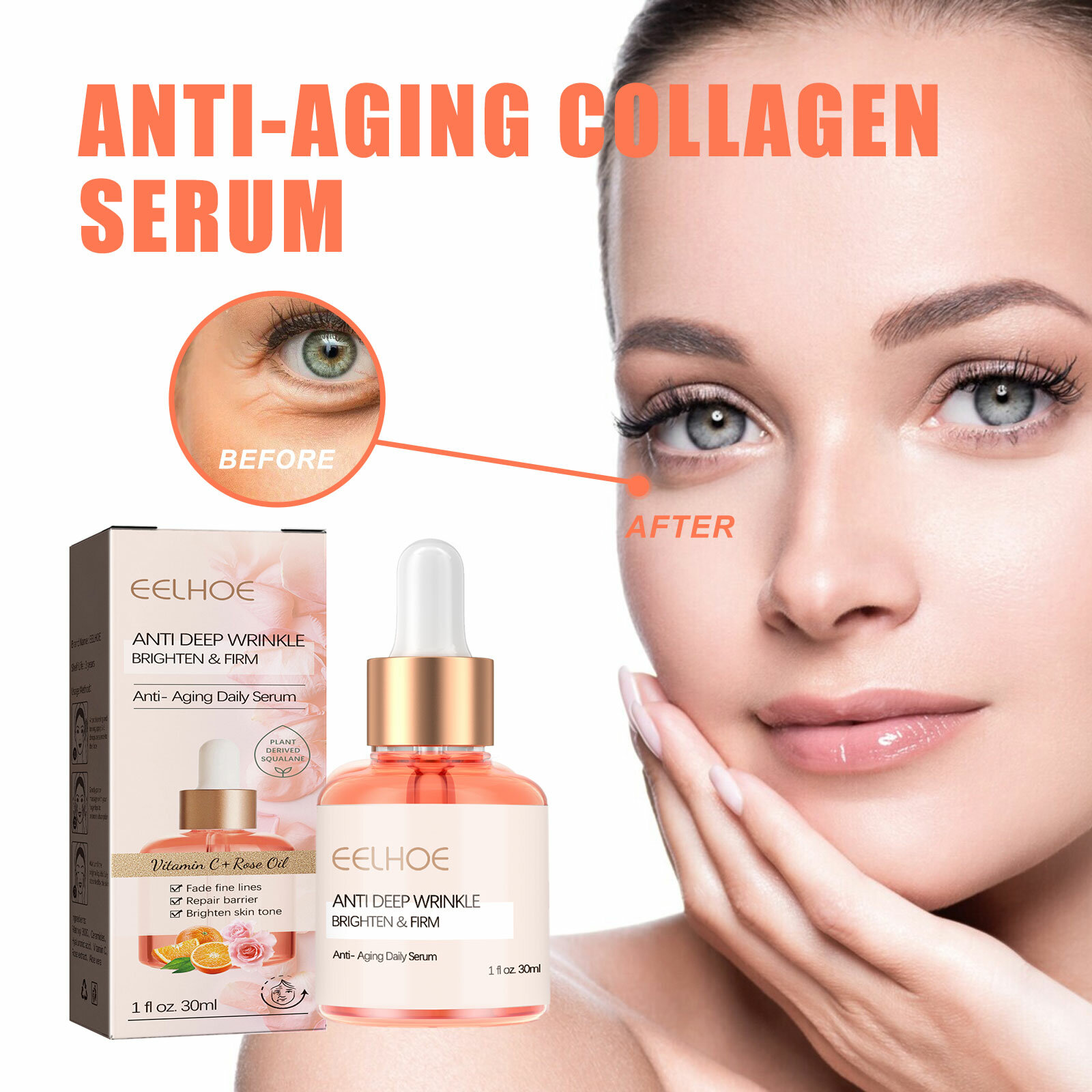 Розовое масло VC антивозрастная эссенция увлажняющая, укрепляющая кожу лица против ранних морщин, носогубных складок, линий лба