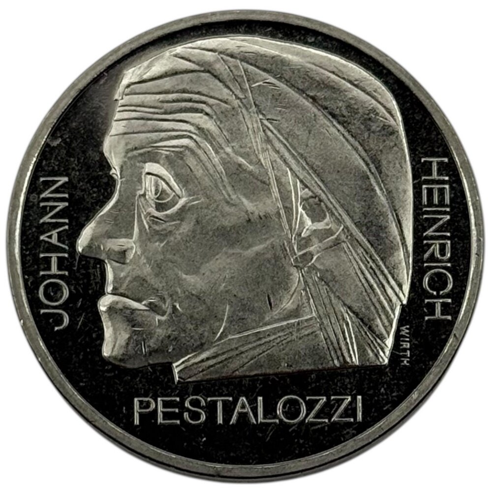Швейцария 5 франков 1977 г. (150 лет со дня смерти Иоганна Генриха Песталоцци)