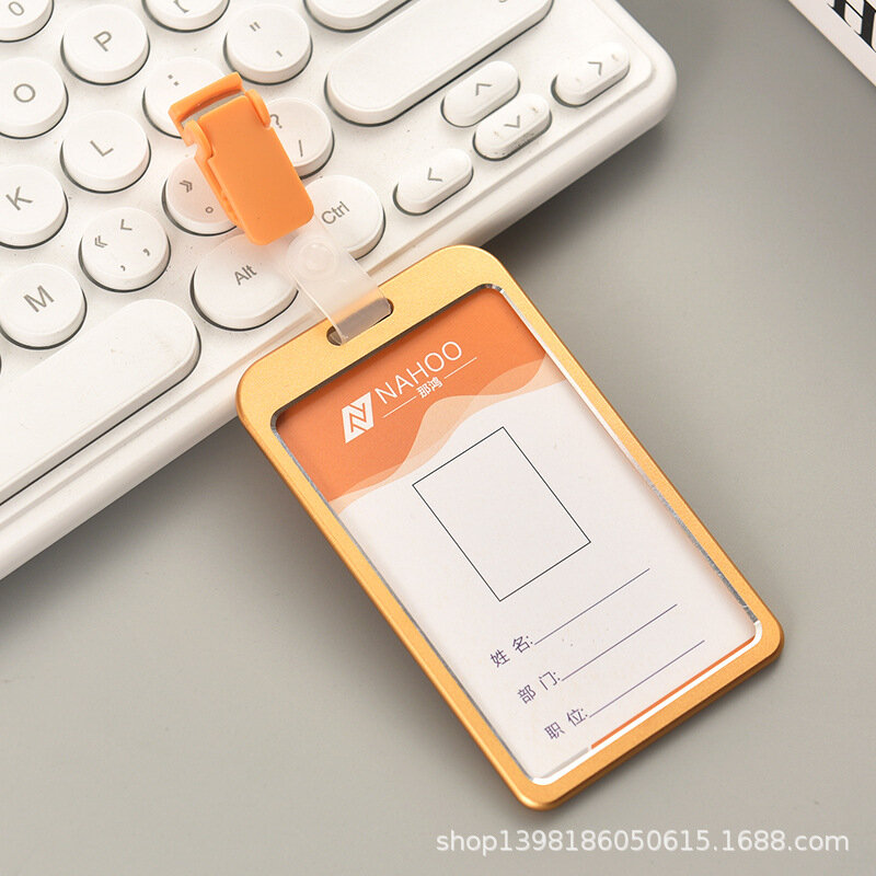 Выдвижной бейдж, алюминиевый сплав, держатель для удостоверения, золотой вертикальный стиль