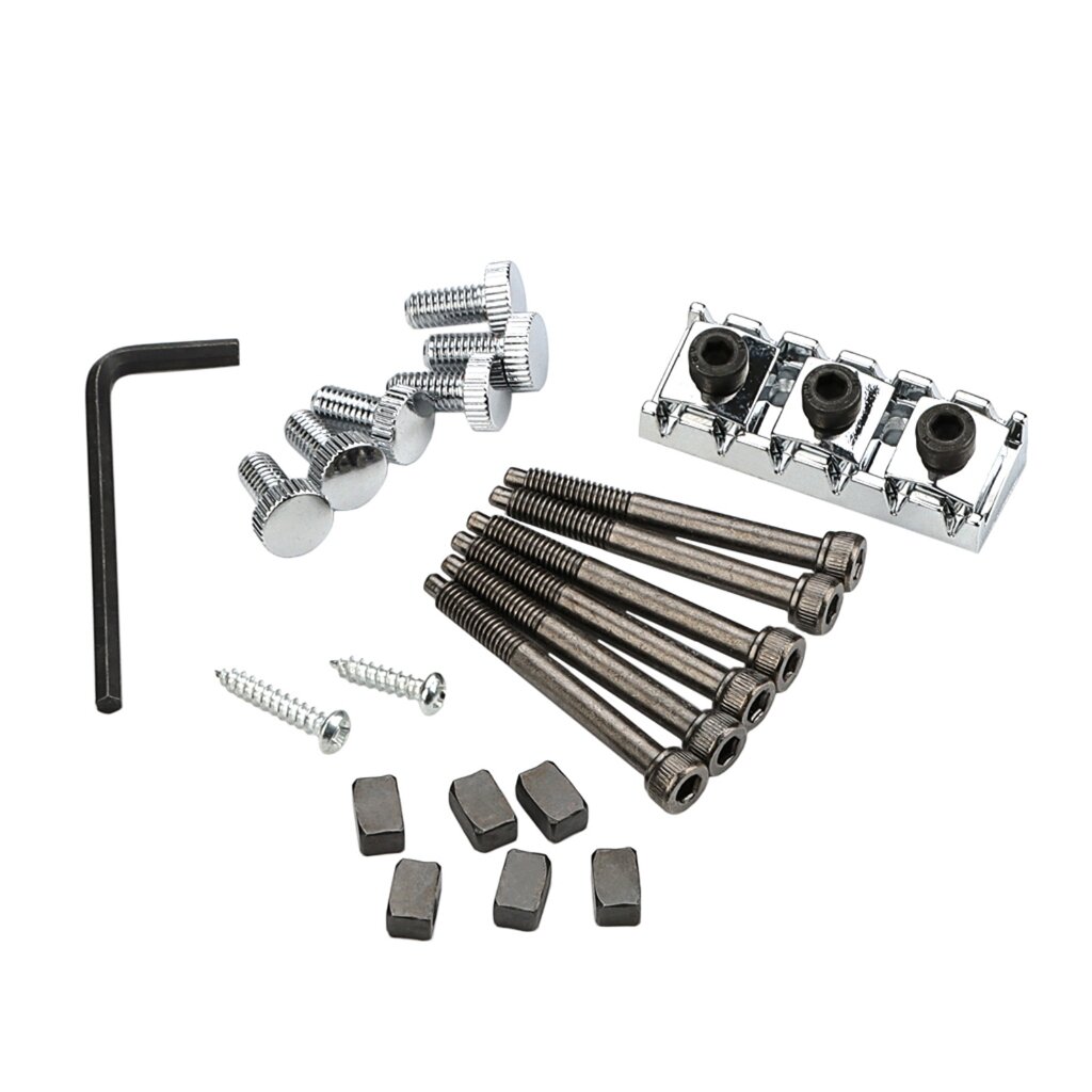 Набор Сменных Стопорных Гаек Для Гитары, 6-Струнная Стопорная Гайка Для Струн Электрогитары 42 мм с Крепежными Винтами и Гаечным ключом