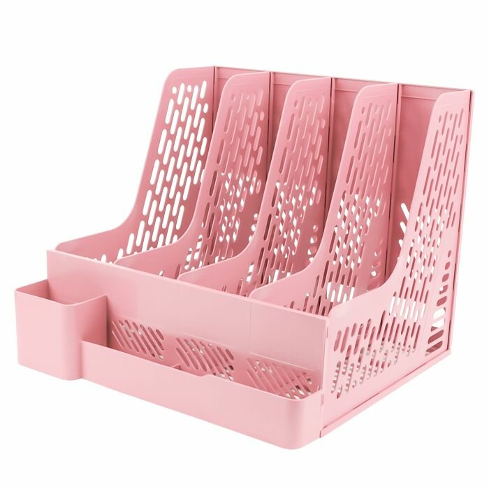 Лоток вертикальный 4-х секционный+3 горизонтальных отсека, сборный, розовый