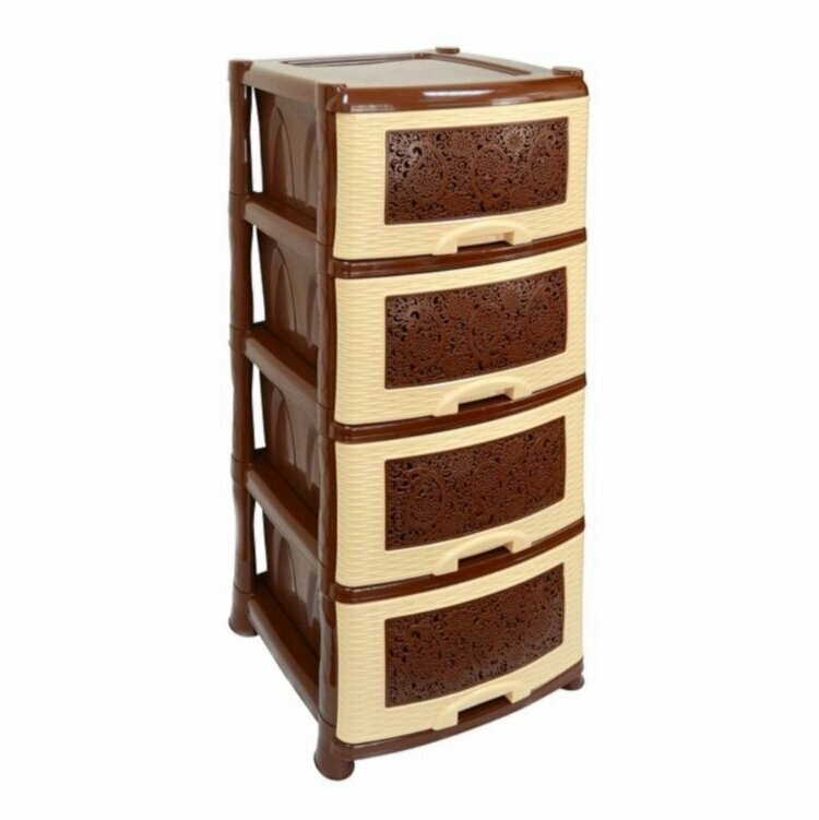 Комод для вещей пластиковый беж/коричн 4 секции