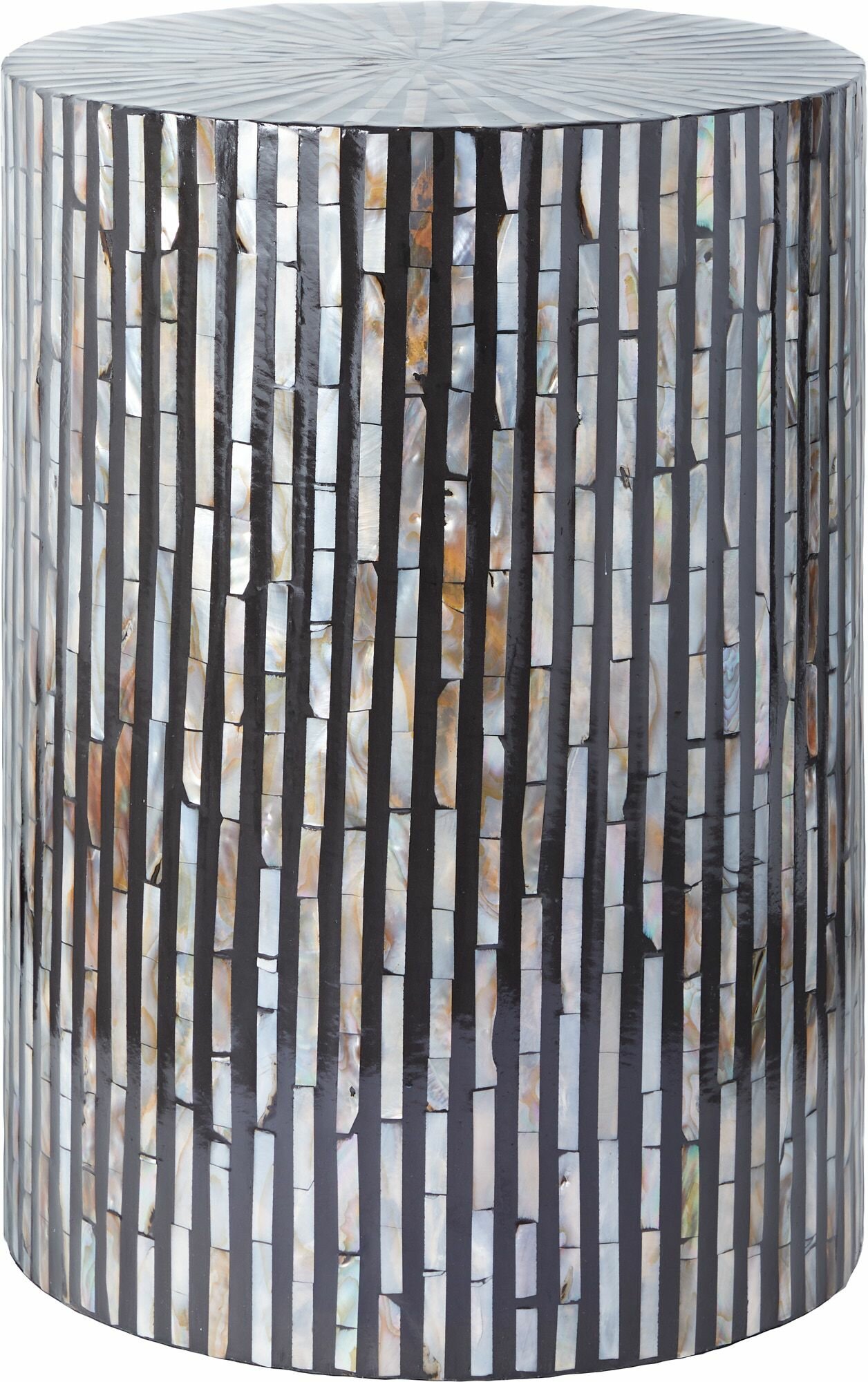 Столик акцентный черный с отделкой раковинами устриц 33х33х48 см Glasar