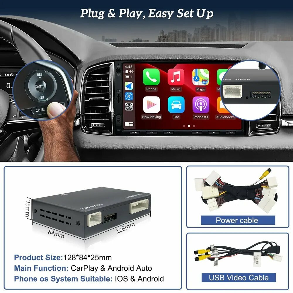 KNOW EASY-Беспроводной Carplay Android Auto для Toyota с Touch2 Entune2.0 2014-2019 Подходит для Tundra/Highlander/RAV4/Tacoma/Camry/Corolla