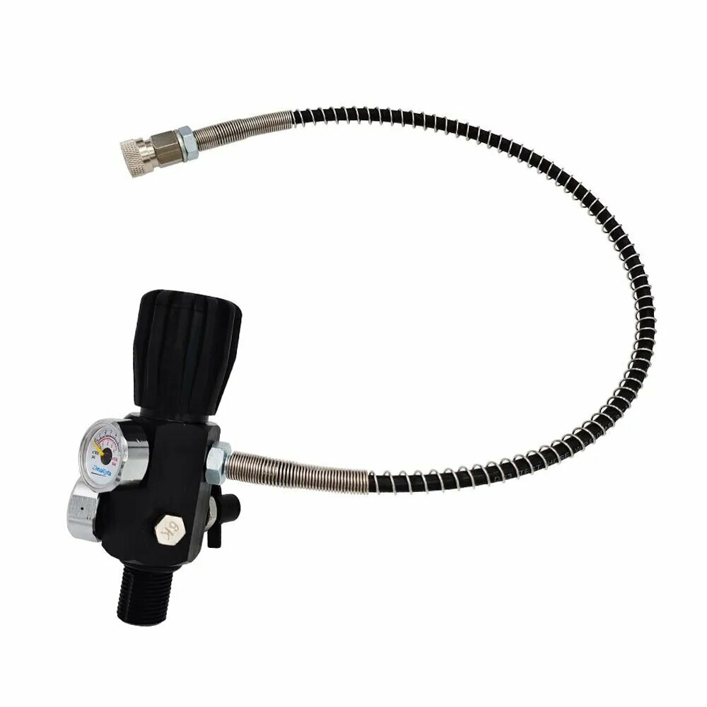 Надувной клапан HPA 5/8"-18UNF/M18x1,5 с двойным манометром с резьбой, пружинная трубка длиной 50 см — фото 1