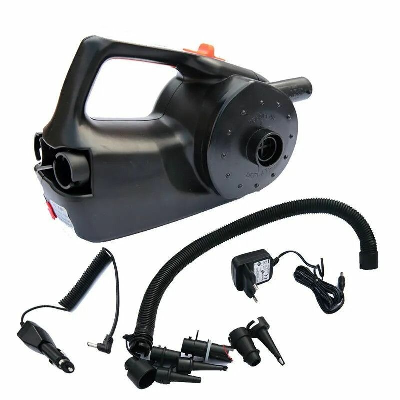 Электрический лодочный насос высокого давления (полный цикл), HT338, для лодок из ПВХ / SUP, встроенный аккумулятор емкостью 4500 мАч, перезаряжаемый, черный.
