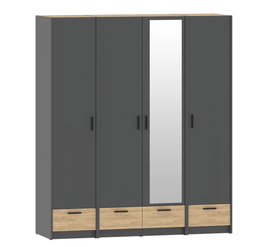 Шкафная группа Сильва Оттавия комплектация 4 (НМ 011.80 PZ+НМ 011.20+НМ 011.20) Антрацит, Дуб Крафт Золотой