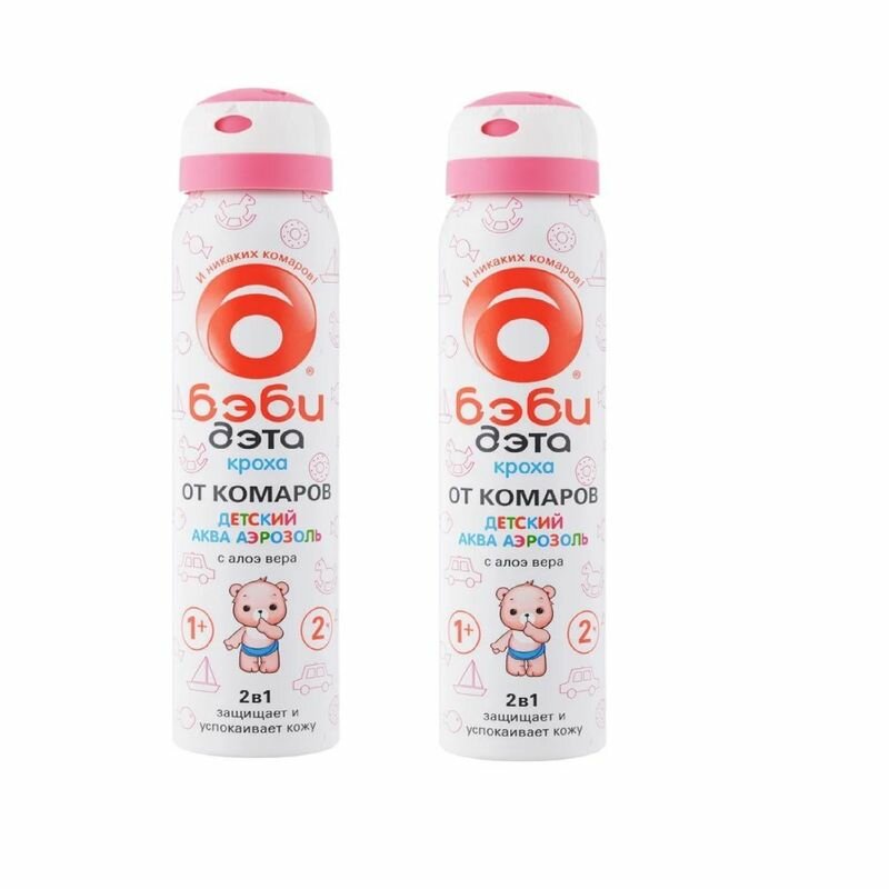 Бэби Дэта Детский спрей от комаров AQUA, 2 в 1, 100 мл, 2 уп