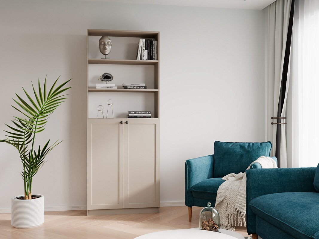 Стеллажи МебельЛэнд24 Билли Стольмин 23 Кашемир 80x30x203 бежевый для книг