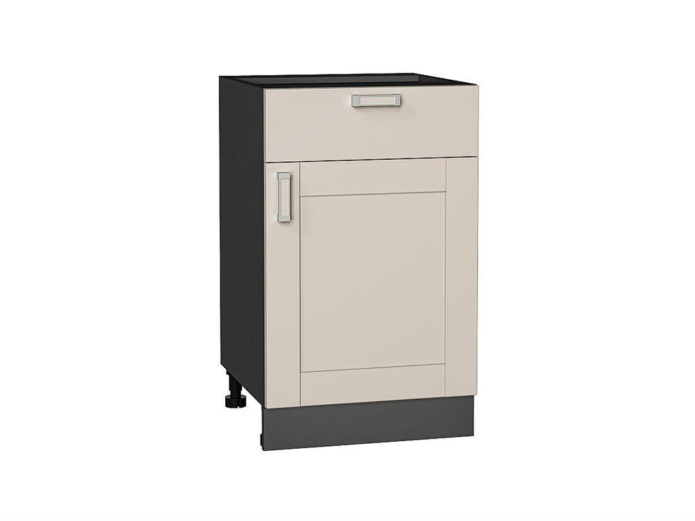 VVT Шкаф нижний с 1-ой дверцей и ящиком Лофт Graphite, Cream Silk, 500 В*Ш*Г 816*500*480, фасад МДФ Cream Silk, корпус Graphite Cream Silk