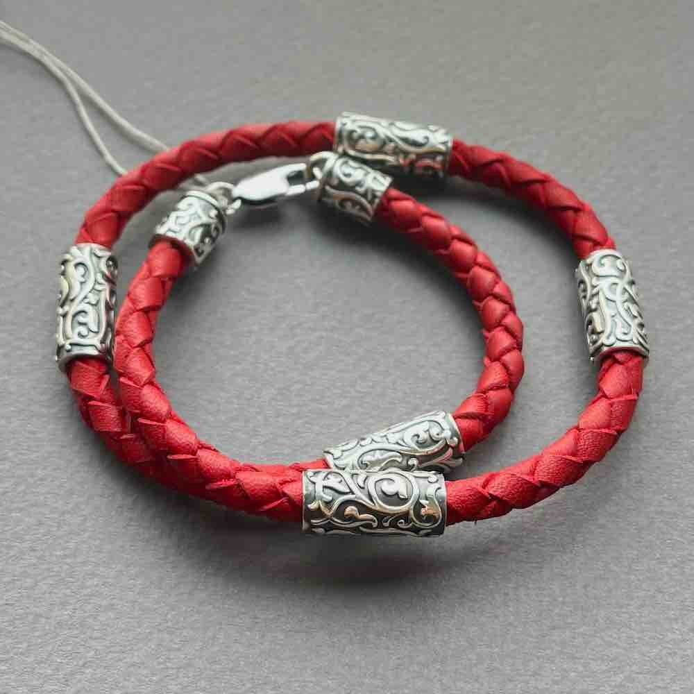 Браслет, серебро, 925 проба, чернение, кожа