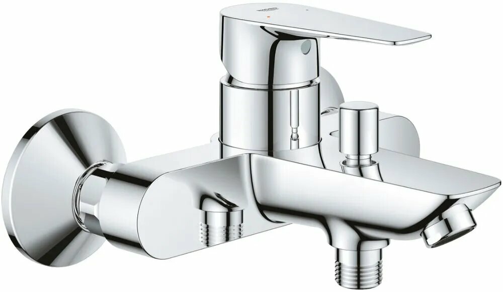 Смеситель для ванны с душем Grohe BauEdge 23604001 однорычажный, настенный, латунный, хром, вертикальный, немецкий