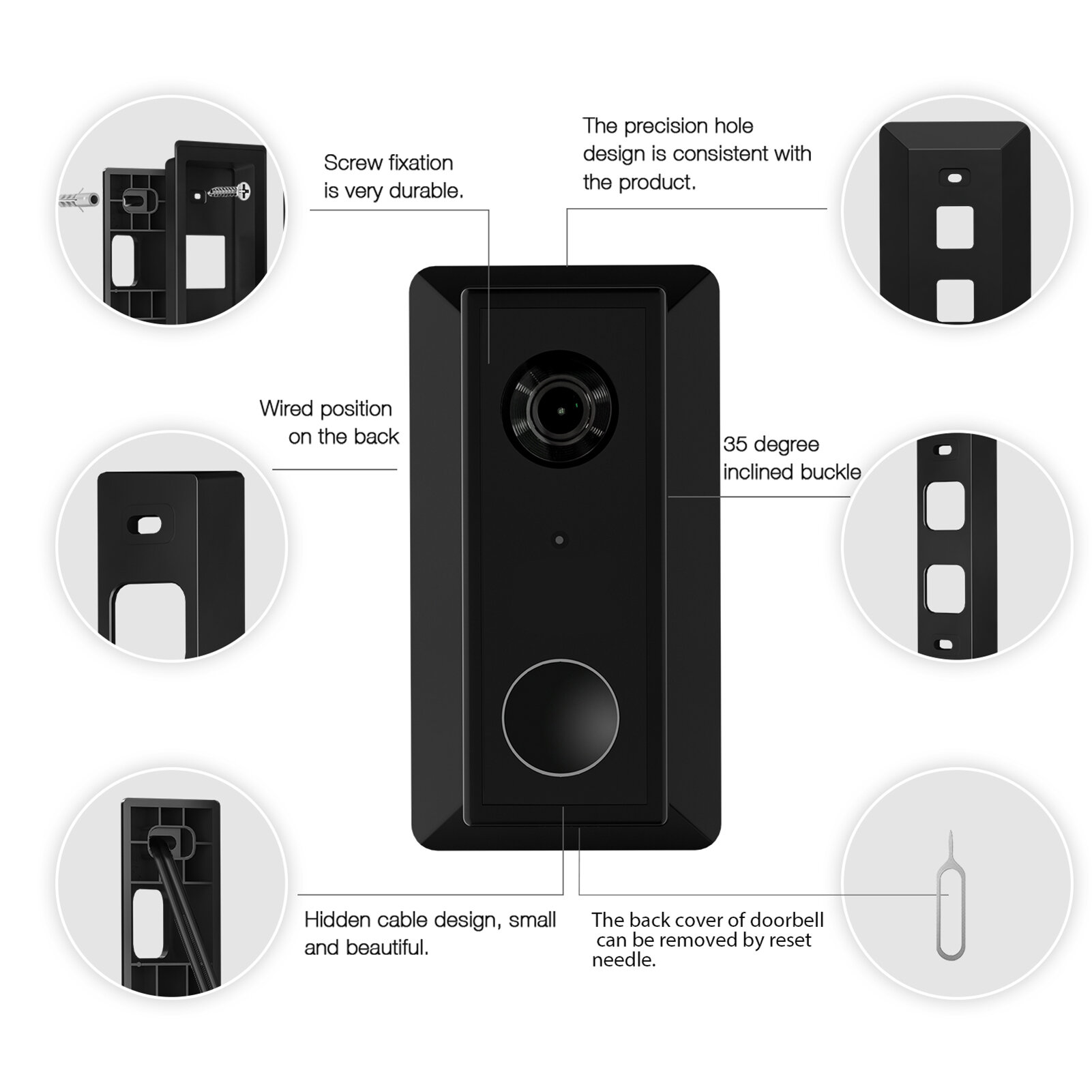 Настенная пластина с клином L35/R35 для Eufy Battery Video Doorbell 2K аккумуляторная , пластиковый