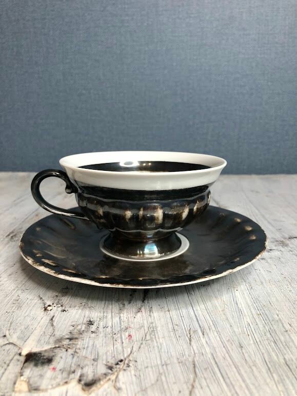 Чайная пара антикварная Thomas(Rosenthal), Бавария, 20-е г. Германия "жозефина", 190мл, фарфор