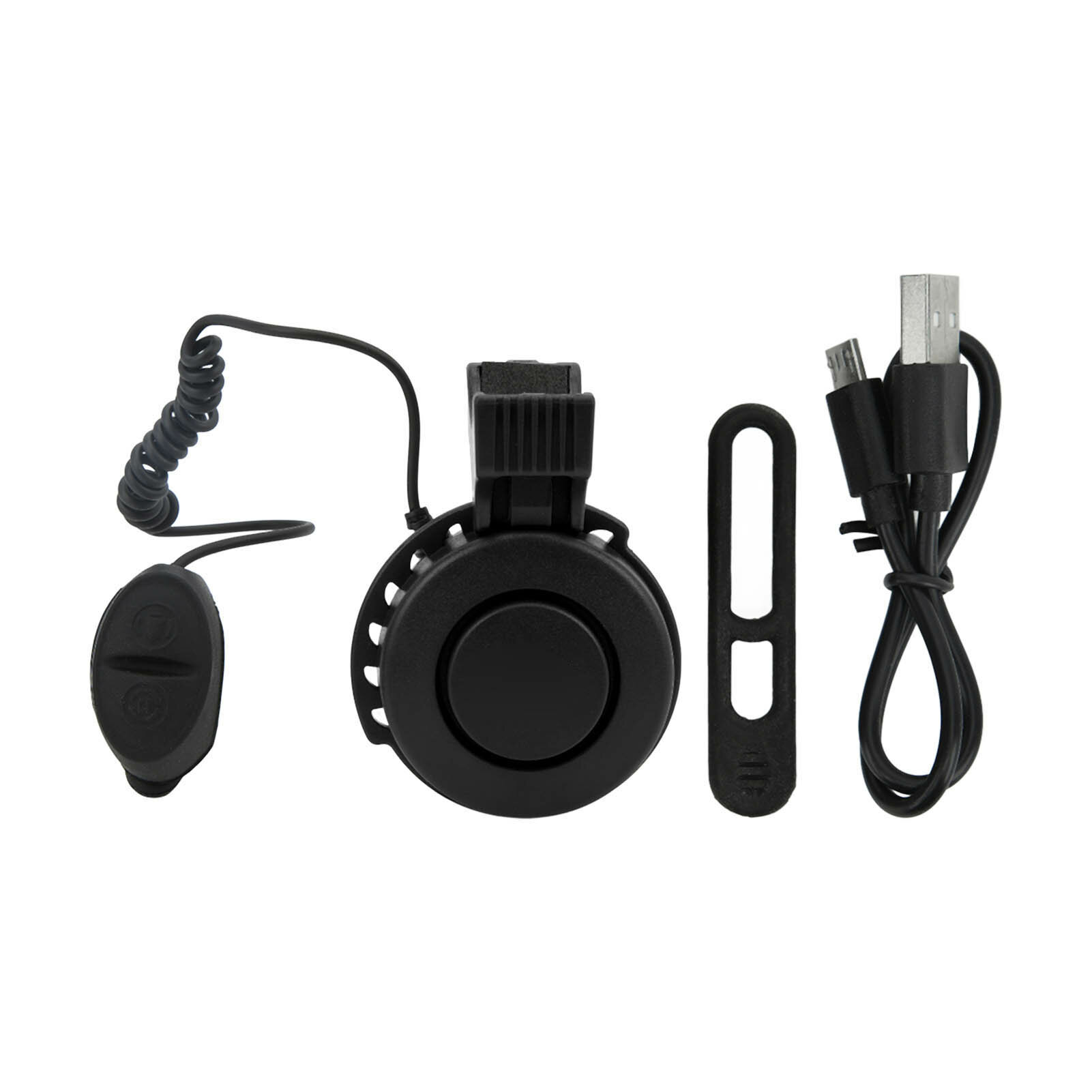Водонепроницаемый электрический велосипедный звонок с USB-зарядкой для горных и шоссейных велосипедов, скутеров и руля, черный.
