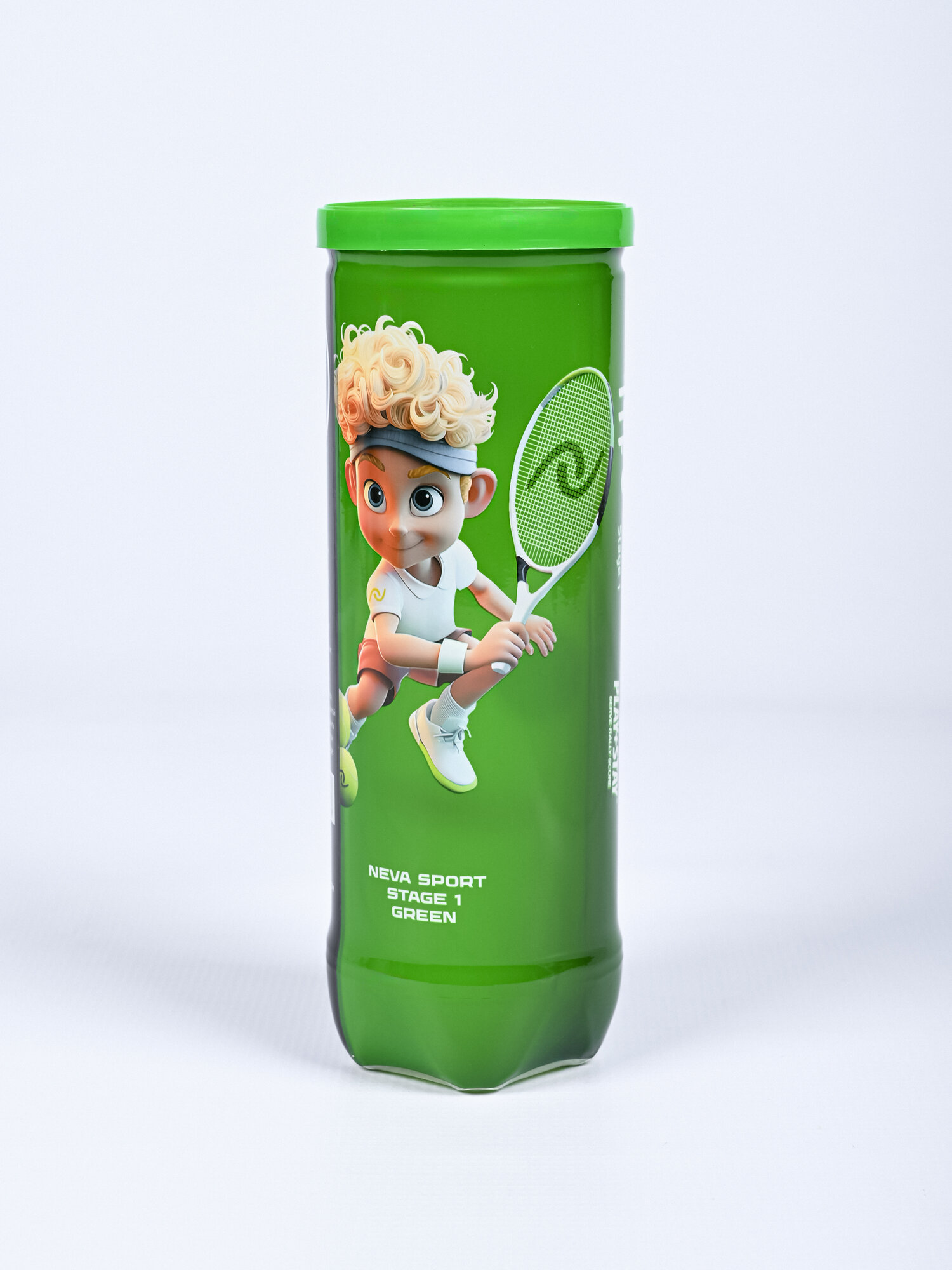 Детские зеленые теннисные мячи NEVA SPORT Green (3 мяча в банке)
