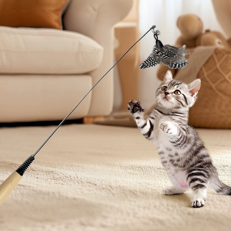 Игрушка для кошек "Летающая Птичка", для развития интеллекта, коричневая