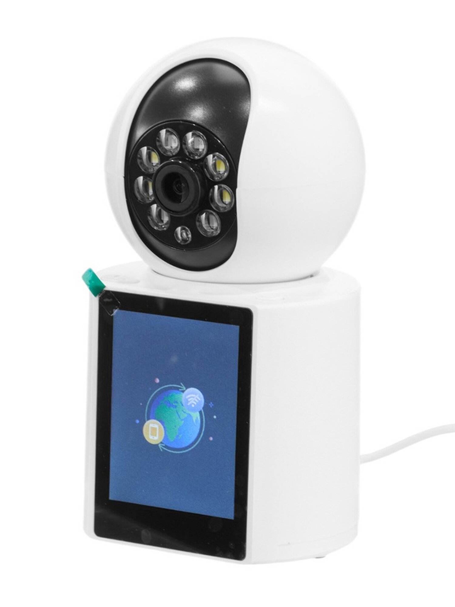 Видеокамера WiFi Cam-12, 2 Мп, 1920×1080, угол обзора 110°, 5 V, двухсторонняя связь, экран, белая