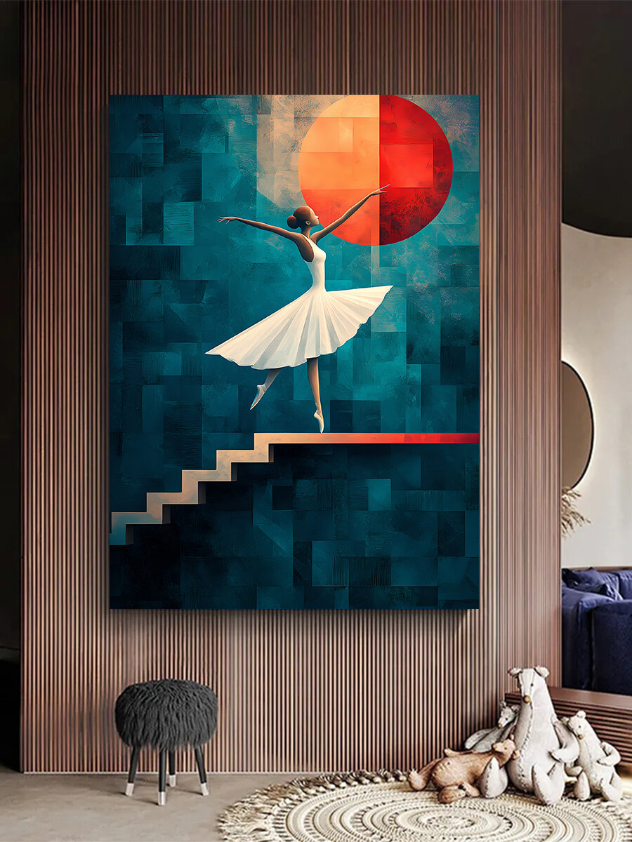 Картина интерьерная - "Абстракция, девушка балерина" , 40х60 см.