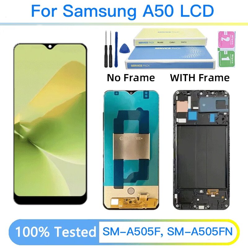 A505 A505FN/DS A505F/DS A50 Премиум ЖК-дисплей для Samsung A50 Дисплей Сенсорный Black With Frame