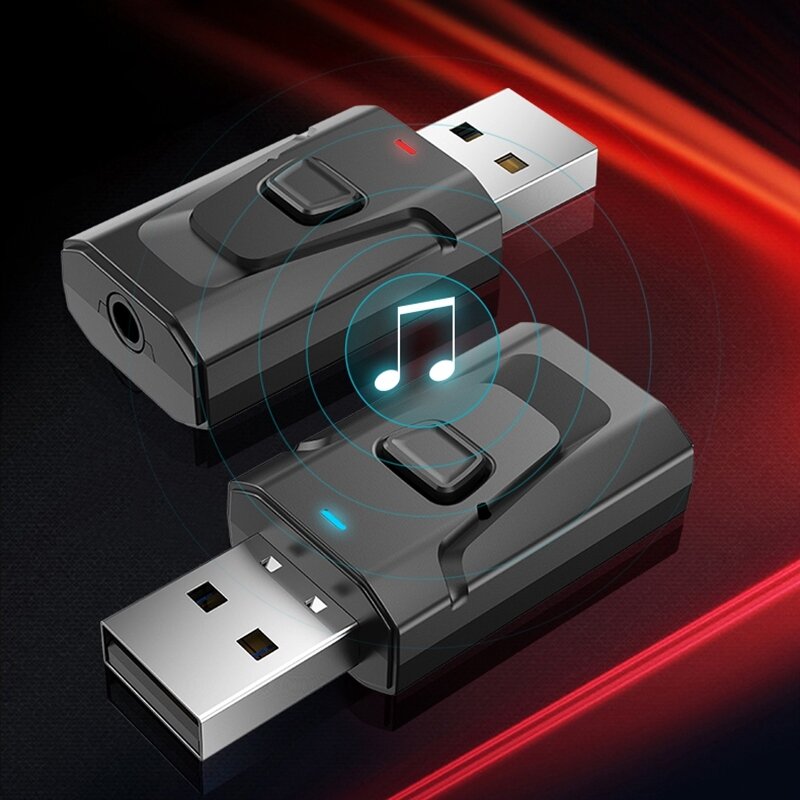 Универсальный USB-передатчик-приемник Bluetooth 4 в 1 с микрофоном, функцией громкой связи и аудиоадаптером для компьютера (черный)