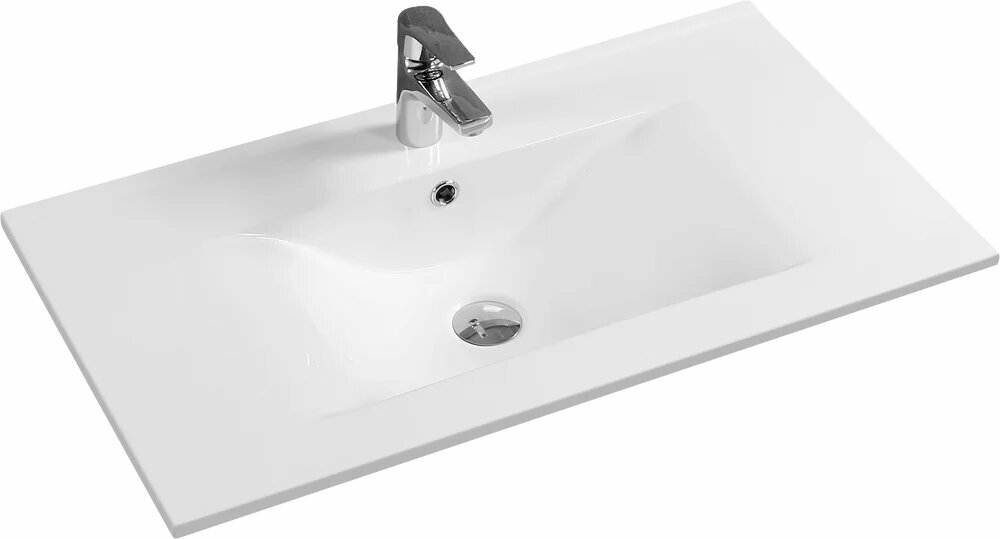 Мебельная раковина Sanvit 9090 D 91 фаянсовая, раковина для ванной, со сливом-переливом, белая, прямоугольная