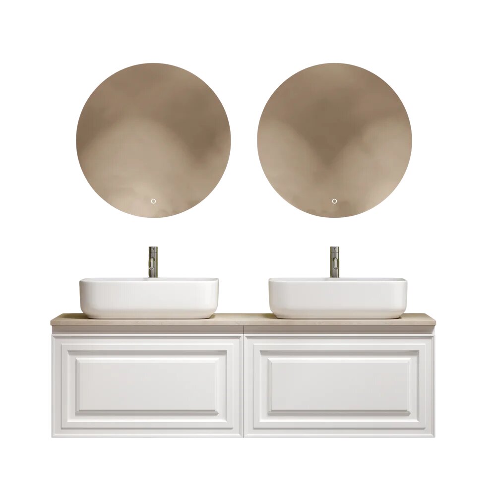 Мебель для ванной комнаты Sancos Very 140 bianco, столешница бежевая TT140A2X, раковина CN5043