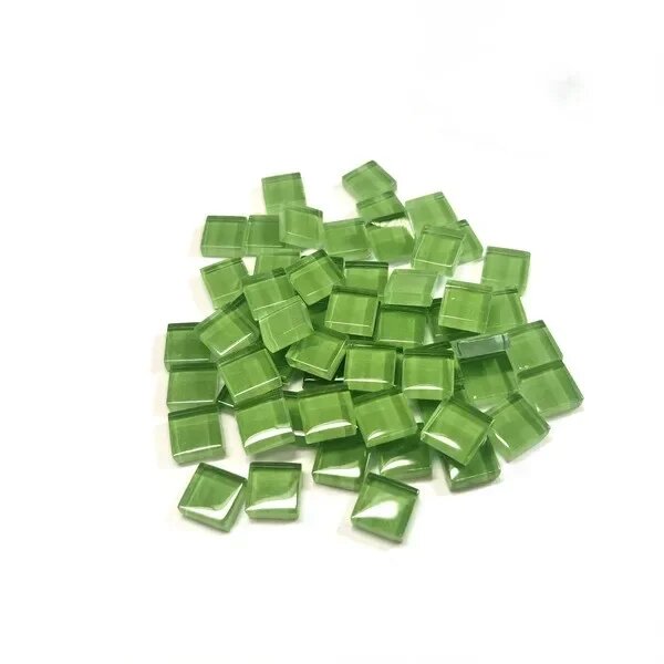 Стеклянная мозаичная плитка 1 см для рукоделия 90 шт Изумрудный, grass green