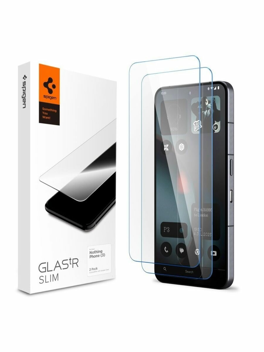 Защитное стекло 2 штуки Spigen на Nothing Phone (3), прозрачное (AGL10208)