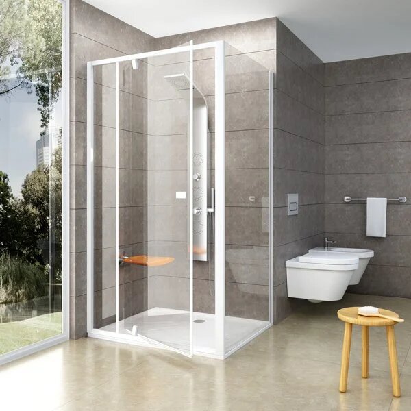 Душевой уголок Ravak Pivot PDOP2 без поддона, стеклянный, 110x90, с распашными дверями, прямоугольный, белый