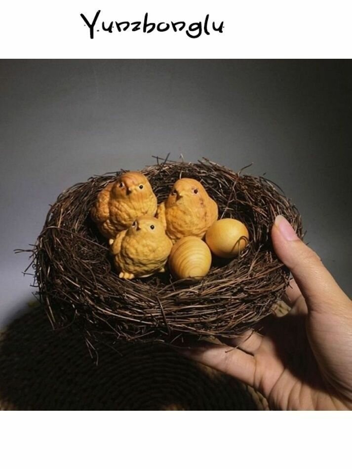 Yunzhonglu статуя куриного гнезда, Полный комплект состоит из 6 штук, деревянная резная работа, натуральное дерево, украшение для интерьера